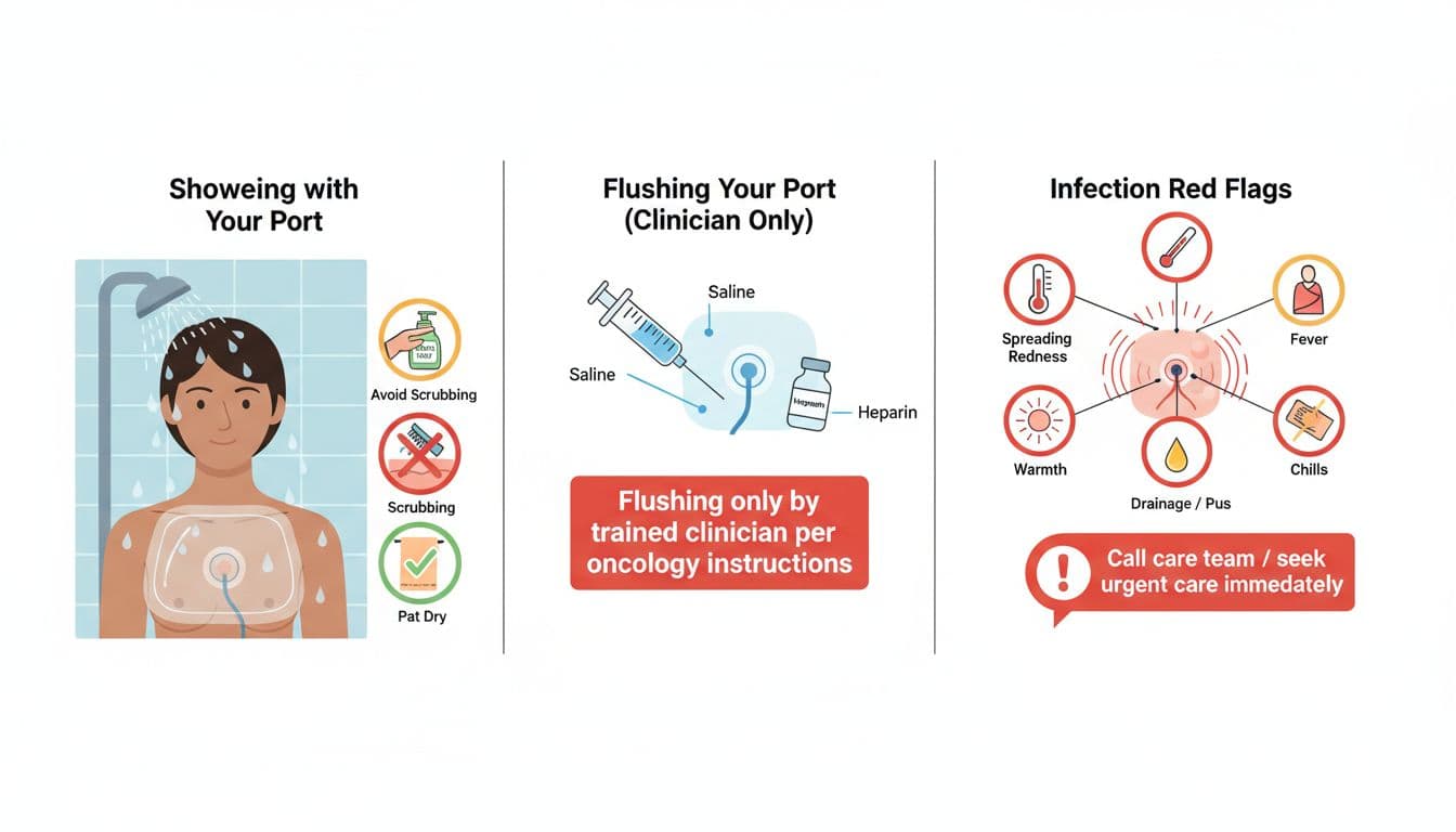 Chemo Port Care at Home: Showering, Flushing Basics, and Infection Red ...